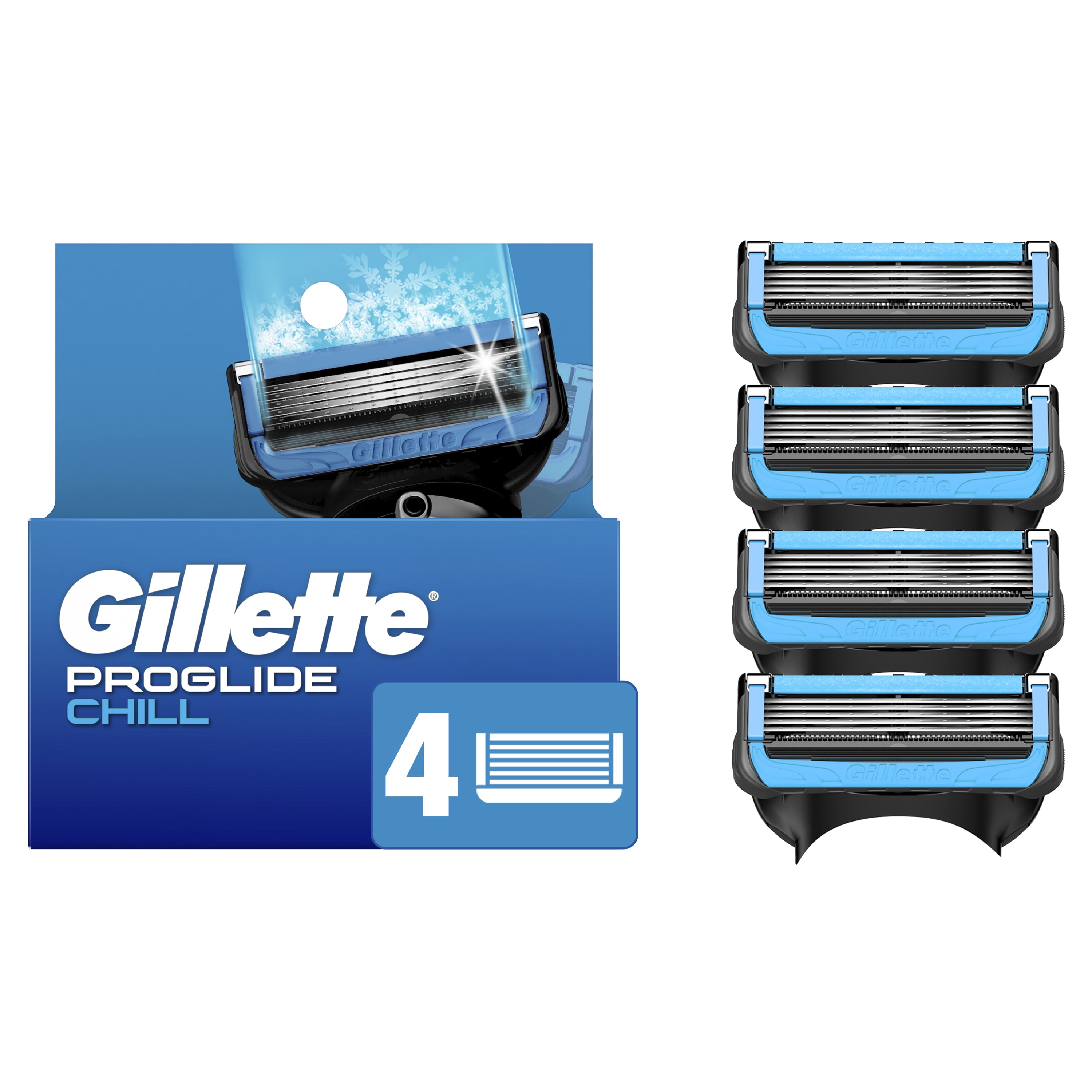 Gillette ProGlide Chill Razor Refills for Men, 4 Blade Refills ...