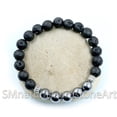 Natural Hematite & Volcanic Lava 8mm Round Shape Smooth Cut Beads ...