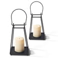 LampLust Black Metal Candle Lantern - Set of 2 Small Decorative ...