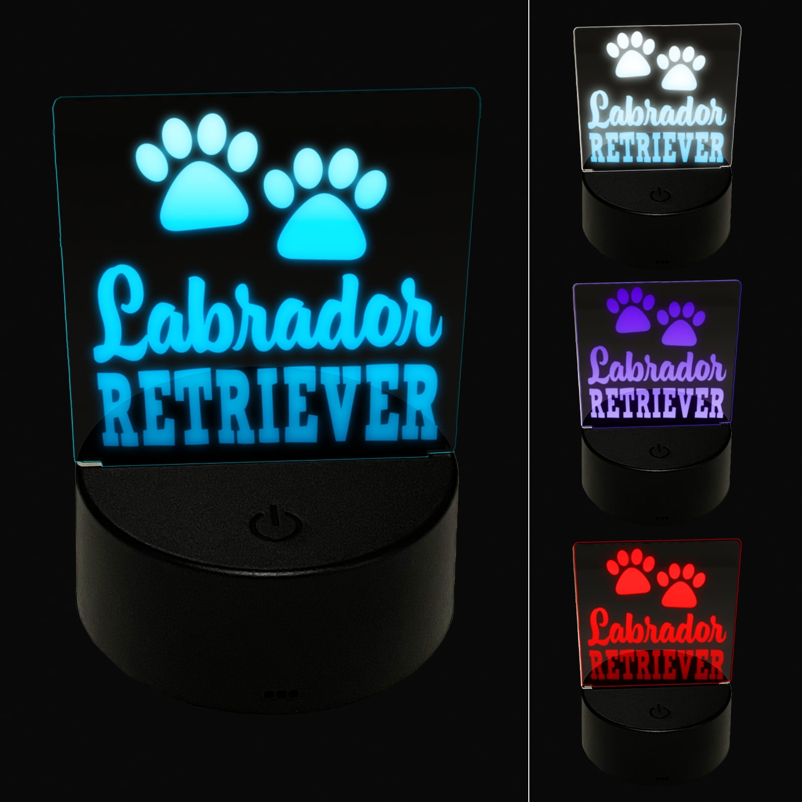 Labrador Retriever Dog Paw Prints Fun Text LED Night Light Sign 3D ...