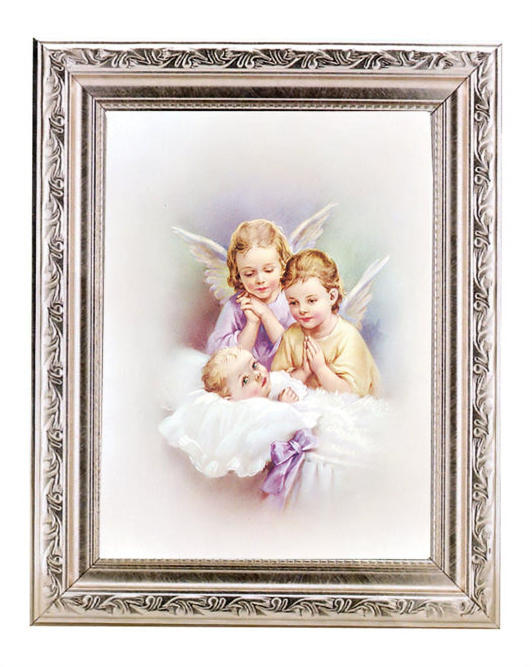 Guardian Angels Picture Framed Wall Art Decor Medium, Antique Silver ...