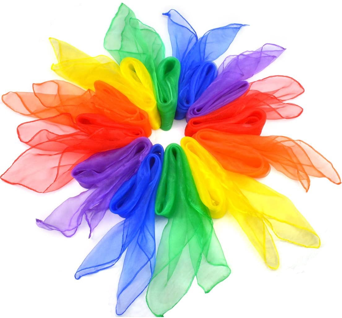 12pcs Square Juggling Silk Dance Scarves Magic Tricks Performance Props ...