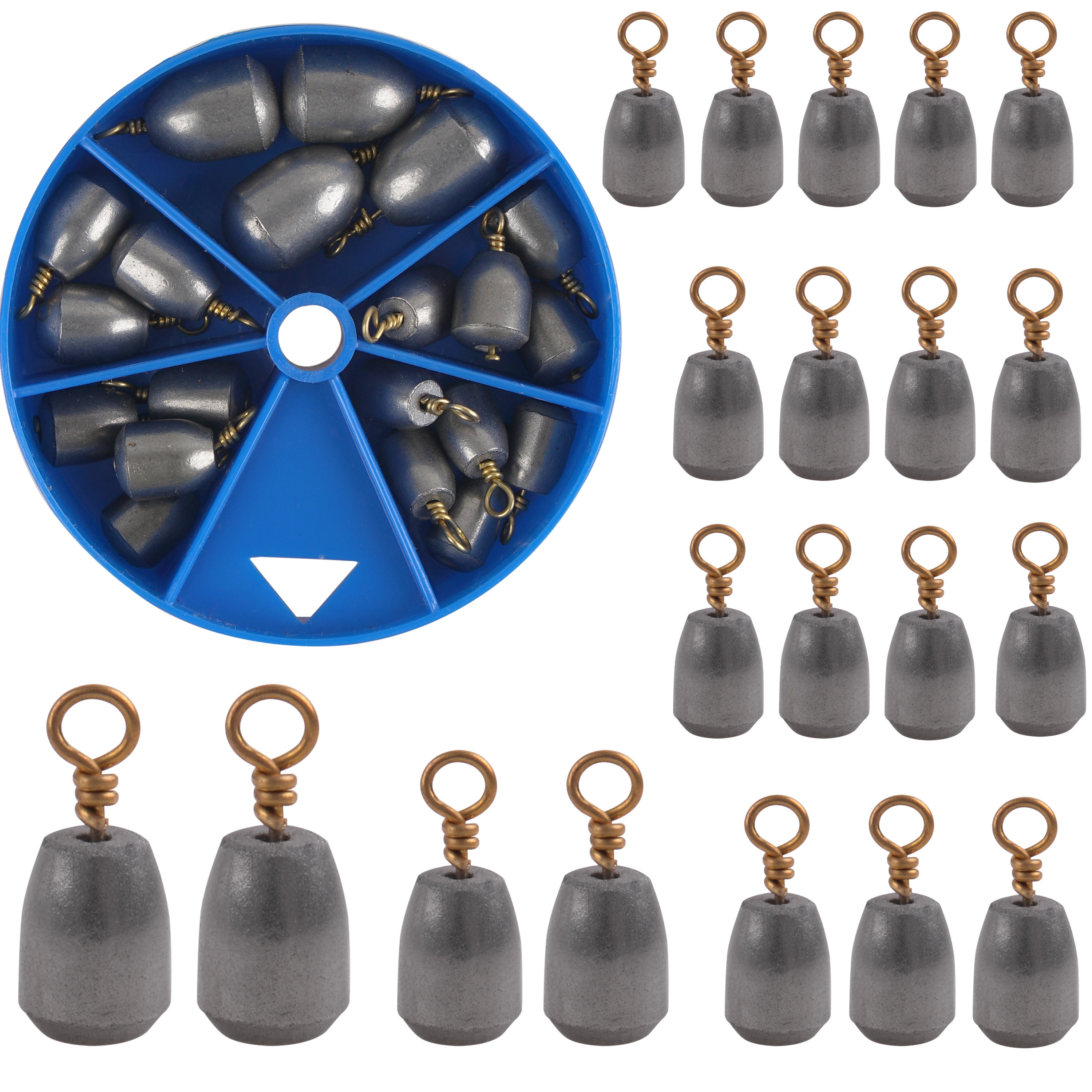 Iron Fishing Weights Assortment, 20pcs Fish Bass Sinkers Casting Weight ...