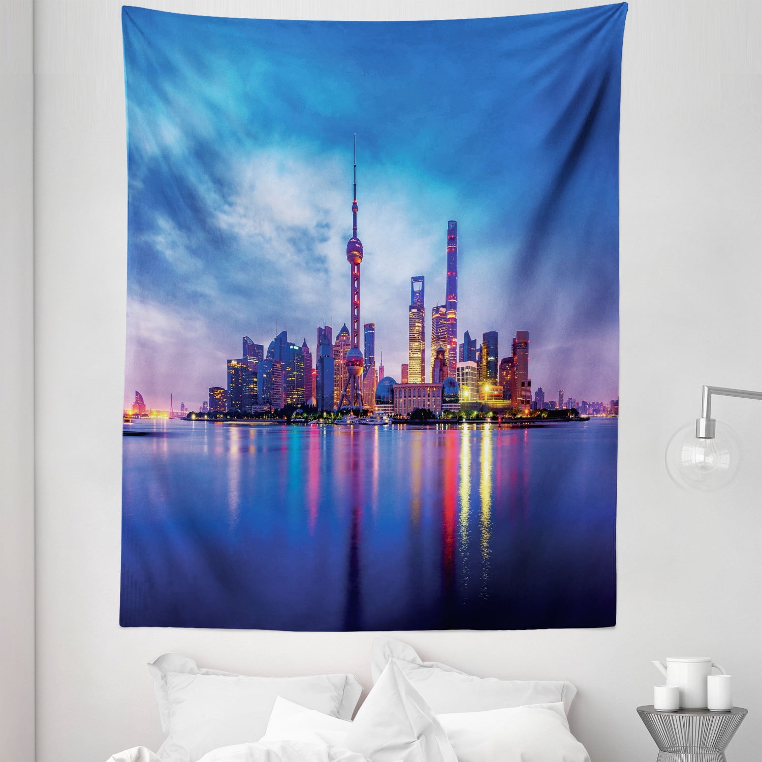 City Tapestry, Shanghai Pudong Business District Coastline Colorful ...