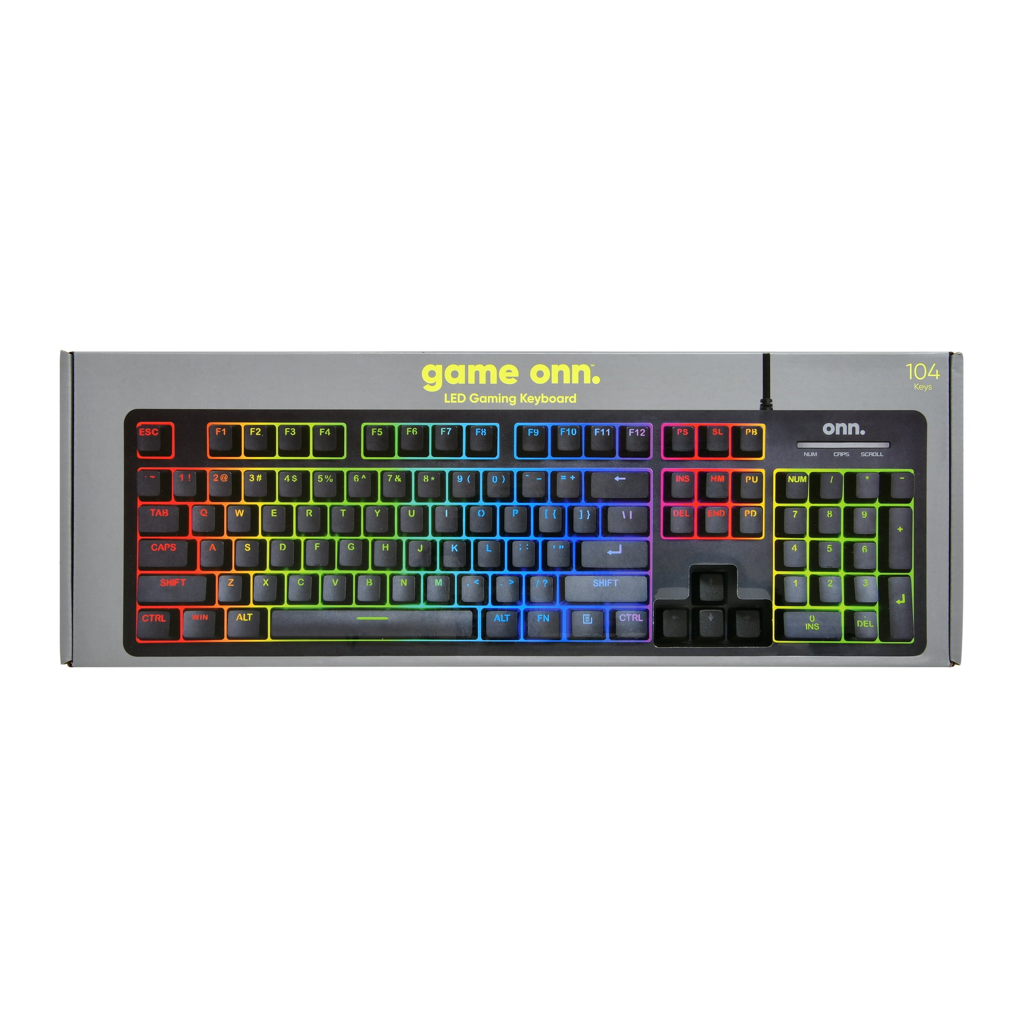 onn. Black USB Wired 104-Key LED Gaming Membrane Keyboard onn. Black USB Wired 104-Key LED Gaming Membrane Keyboard