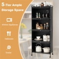 5 Tier Rolling Microwave Stand Kitchen Storage Rack Flip Dust Proof ...