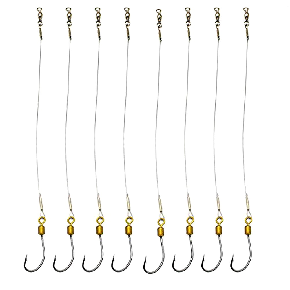 Naturegr 5Pcs Anti-Bite Stainless Steel Wire Leader Fishing Rigs Hooks ...