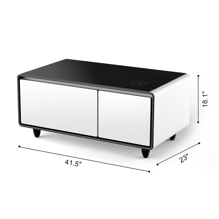 Modern Black Tempered Glass Square Smart Mini Coffee Table, 41% OFF