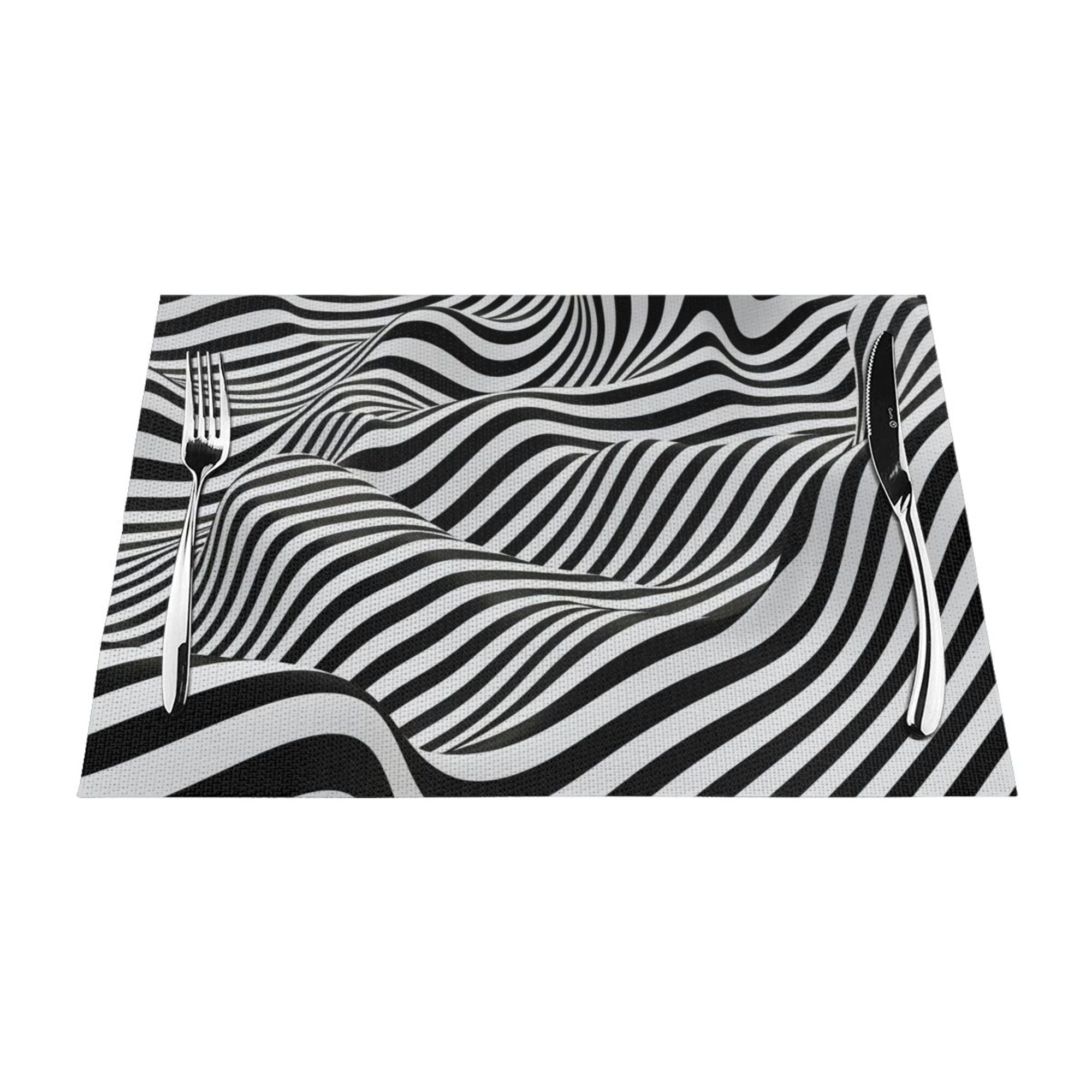 XMXY Woven Placemats Set of 4 PCS, Optical Illusion Wavy Lines Table ...