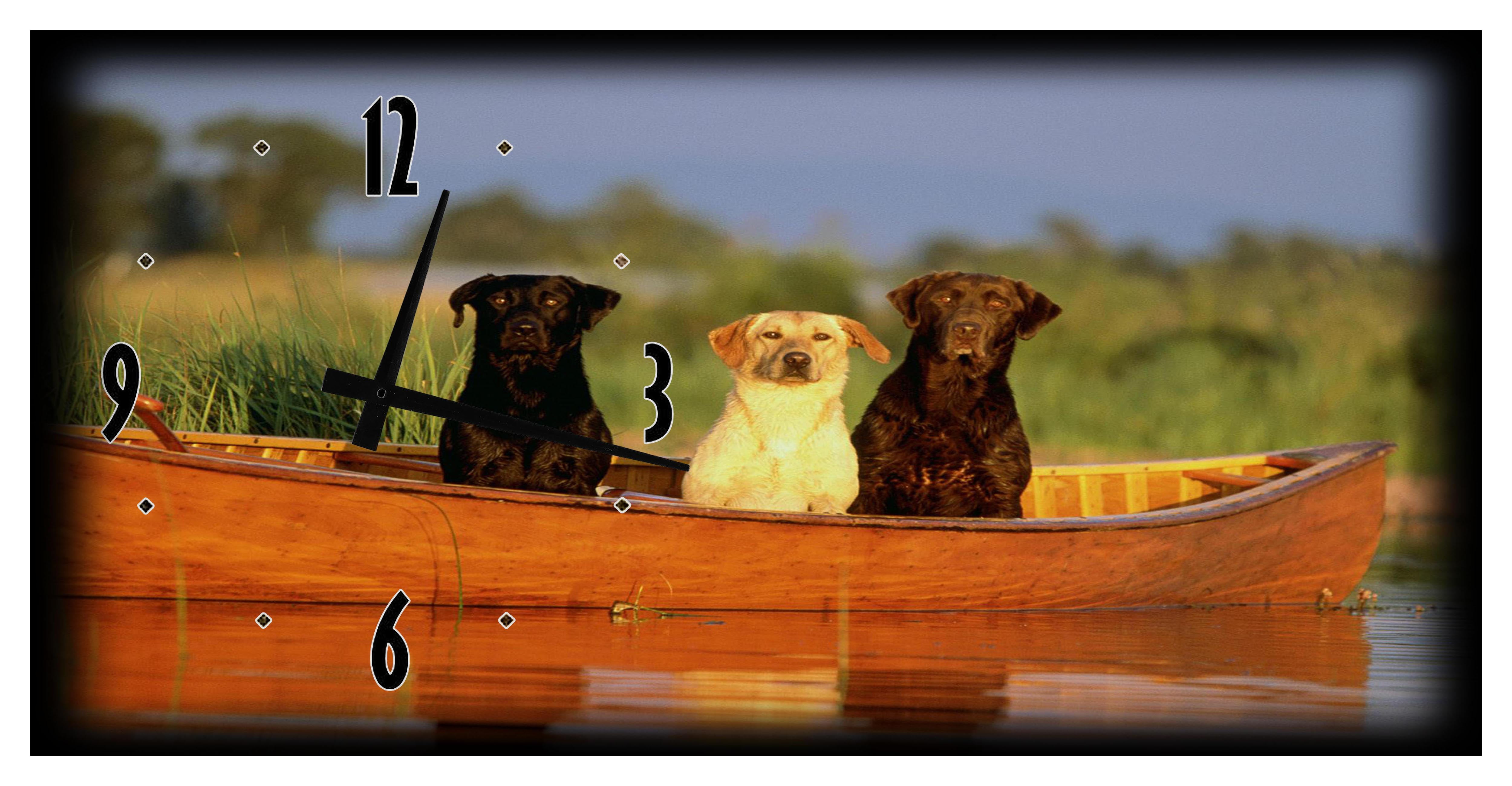 Large Wall Clock Duck Hunting Dogs Labradors Man Cave Garage 12 x 24 ...