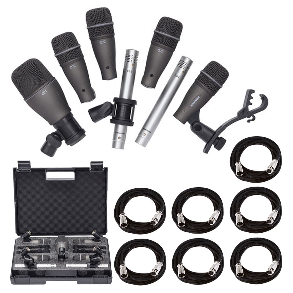 Samson DK707 7-Piece Drum Microphone Kit + 7x On Stage Mic Cable, 20 ft ...