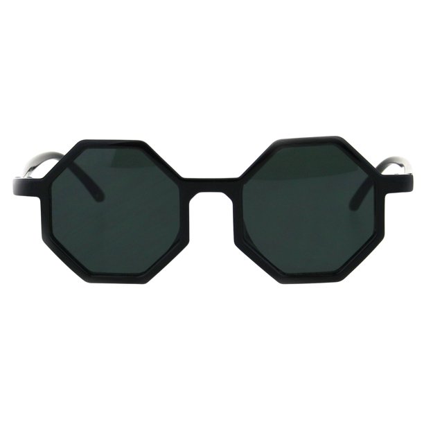 SA106 - Pimp Octagon Squared Hippie Plastic Sunglasses All Black ...