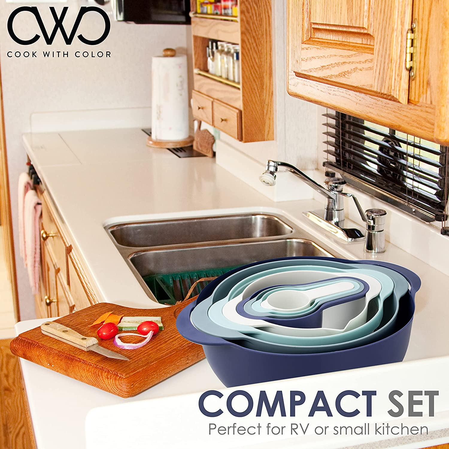 Buy Cook with Color Plastic Nesting Bowls, Measuring Cups, Colander and ...