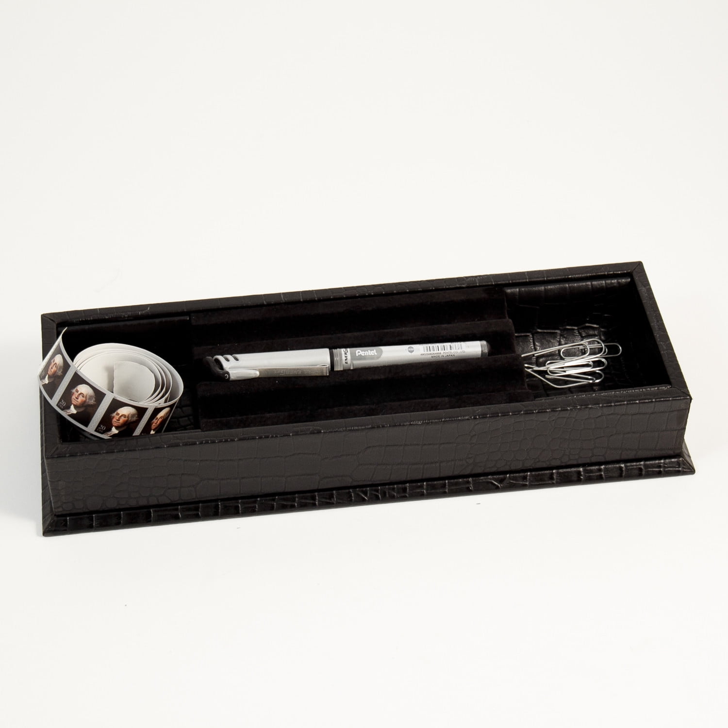 Black "Croco" Leather Stationery Tray. - Walmart.com