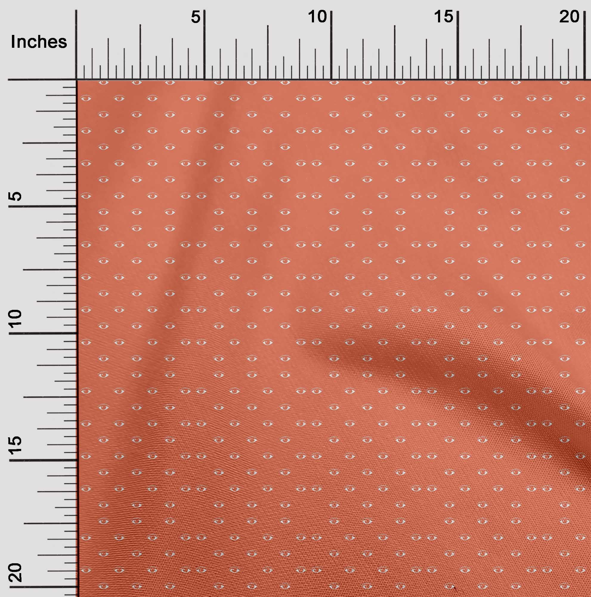 oneOone Cotton Poplin Dark Peach Fabric Eyes Face Sewing Material Print ...