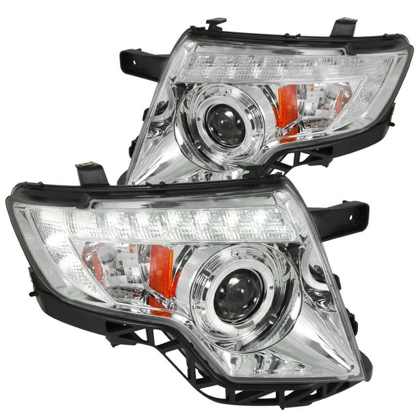 Spec-D Tuning LED Halo Chrome Housing Clear Lens Projector Headlights ...