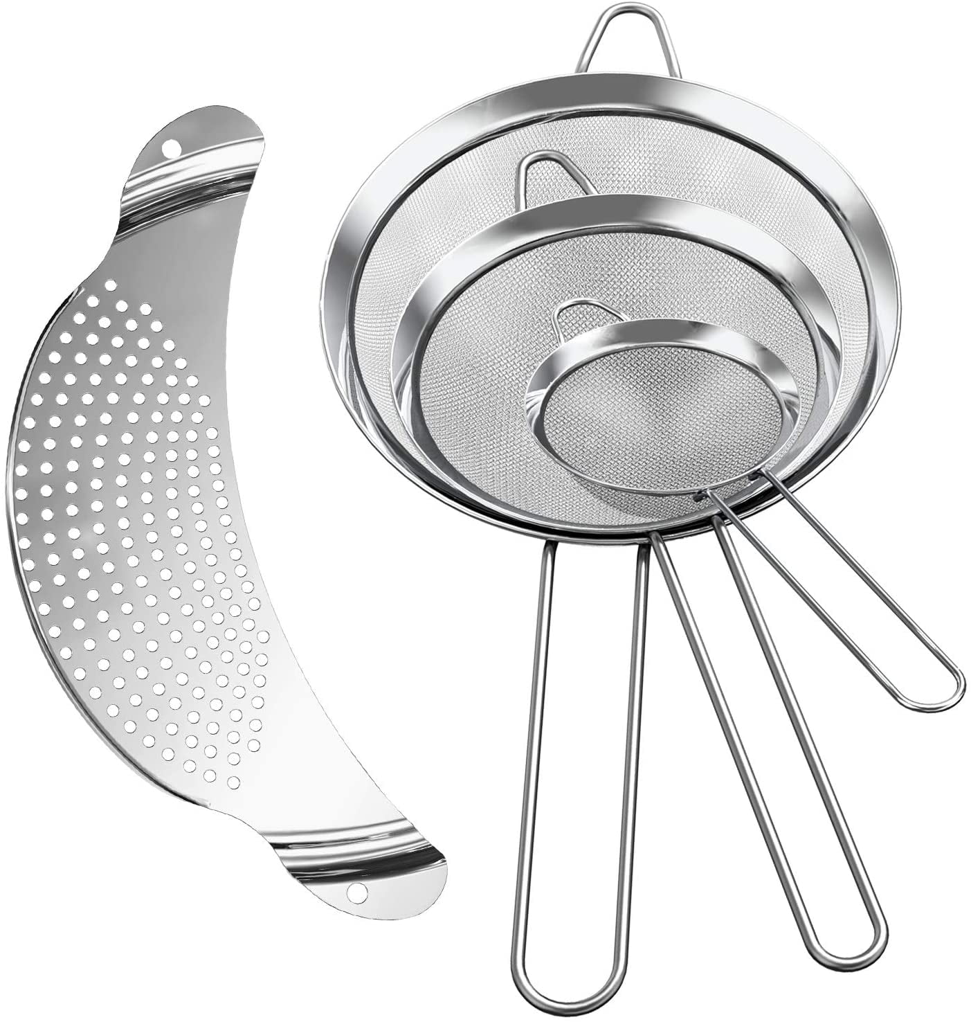 Stainless Steel Fine Mesh Strainers, Set of 3 Graduated Sizes Strainers ...