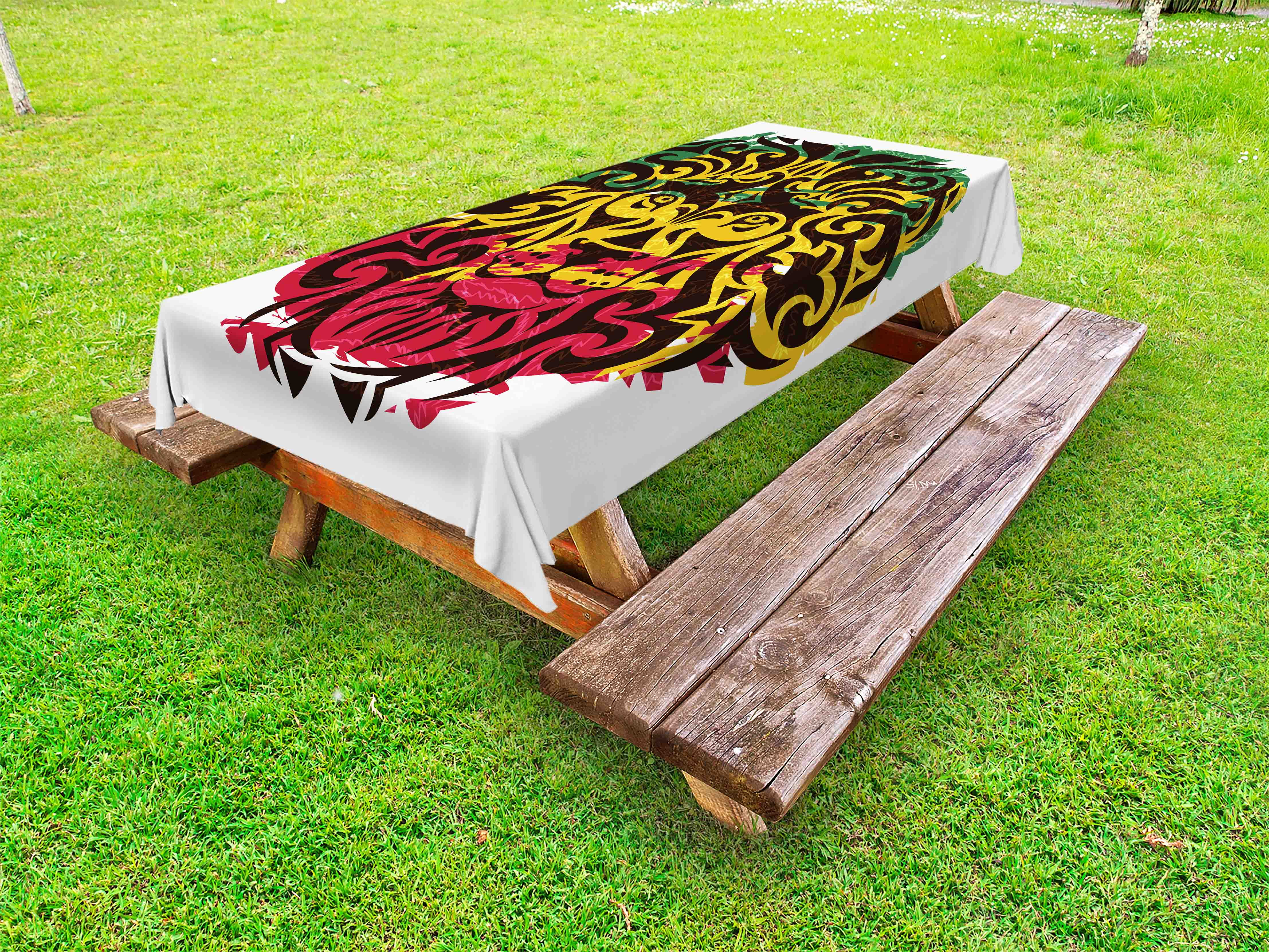 Rasta Outdoor Tablecloth, African Ethiopian Culture Wild Lion Head ...