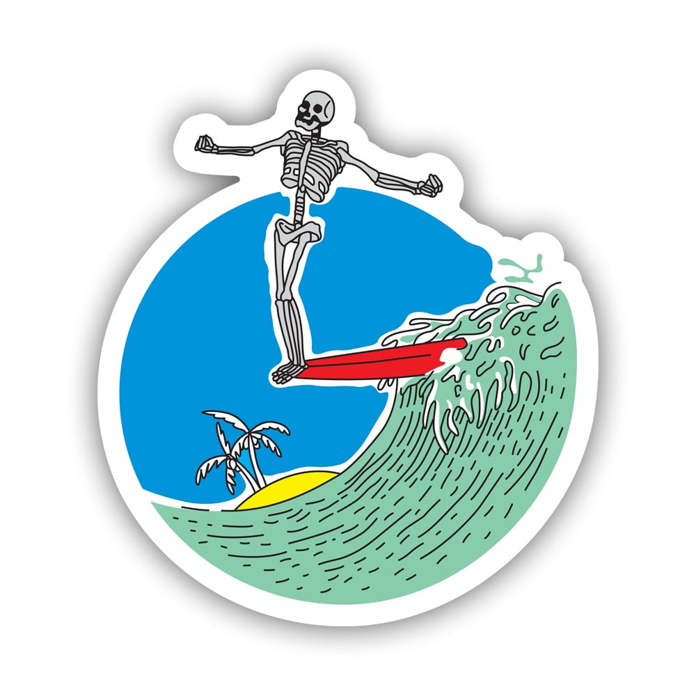Skeleton Surfing Sticker Decal - Self Adhesive Vinyl - Weatherproof ...