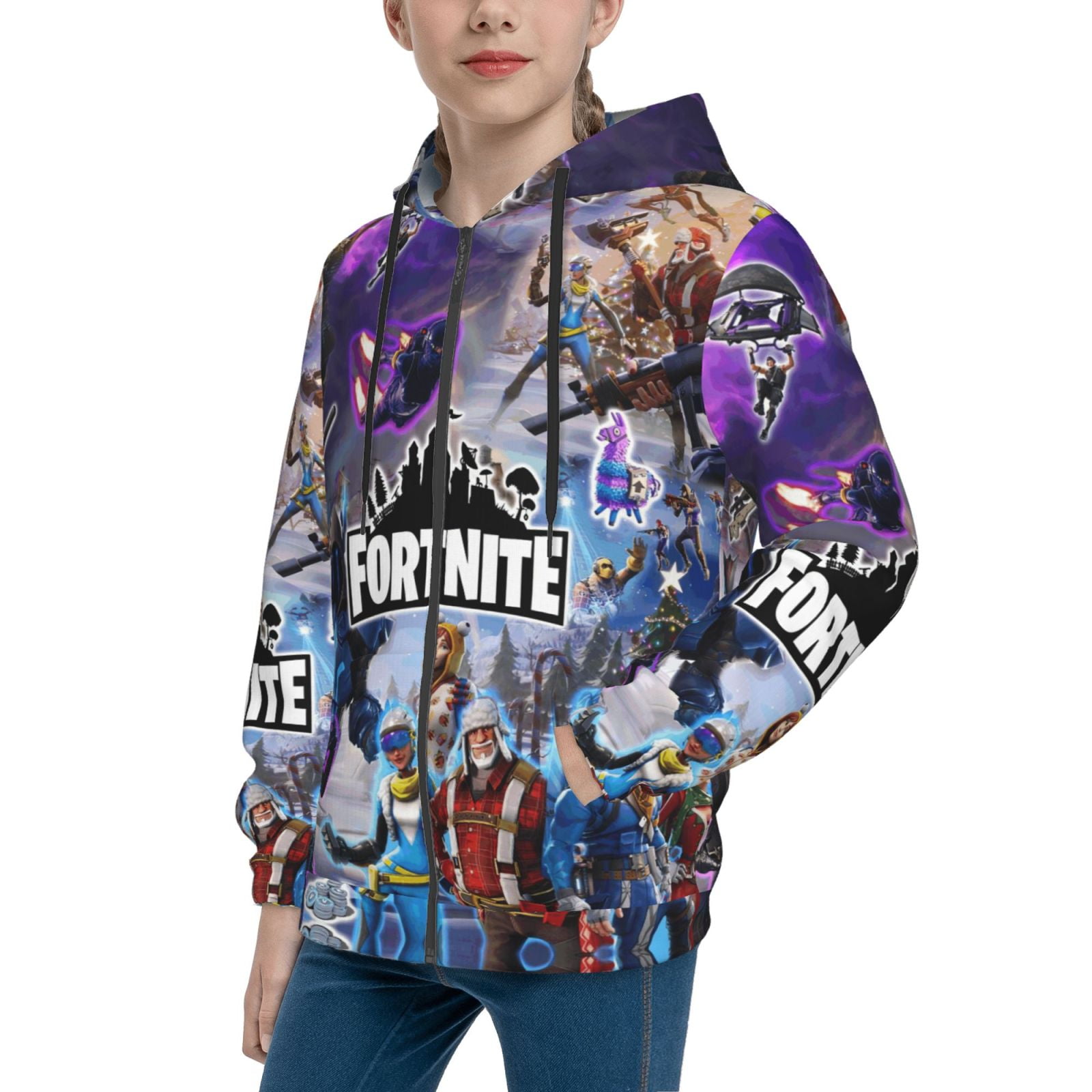 Click here for Fortnites Youth Zip Up Hoodie  Polyester Full-Zip... prices