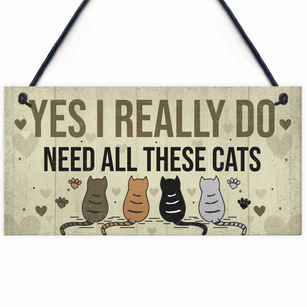 Just You And Me And The Cats Hanging Funny Wall Signs Vintage Farmhouse ...