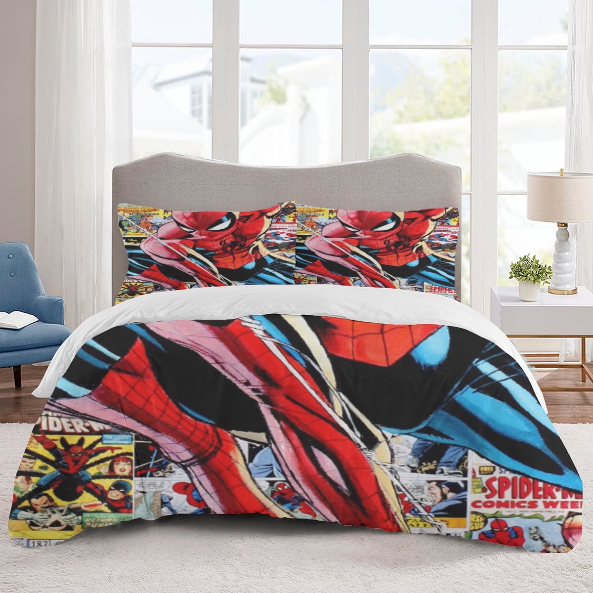 Spider-Men Bedding Sets Cartoon Duvet Cover Lightweight 3 Piece Bet ...