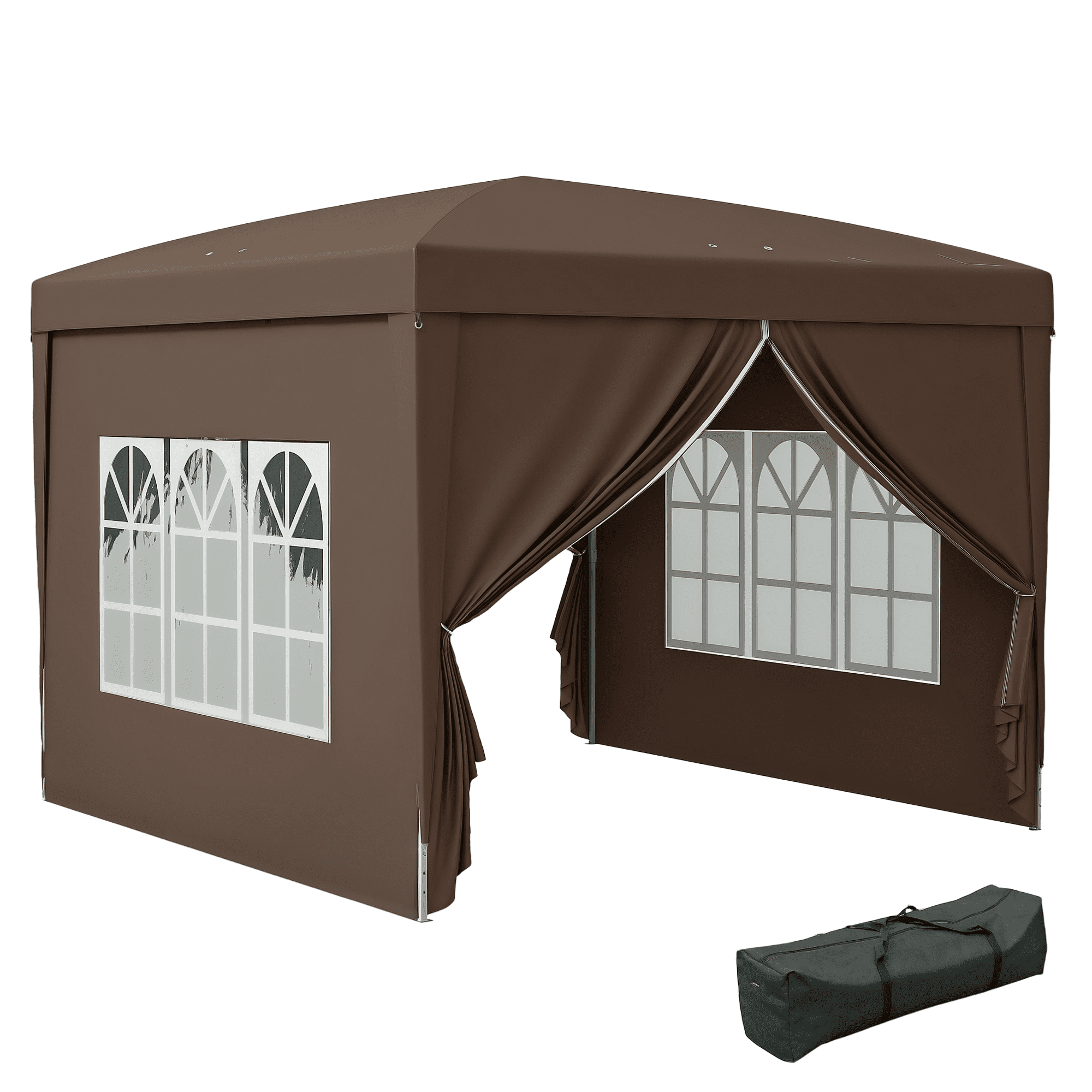 Outsunny 10'x10' Outdoor Pop Up Party Tent with Carrying Bag Coffee ...
