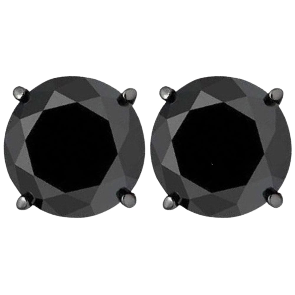 Click here for Pompeii3 Black Gold Round Black Diamond Screw Back... prices