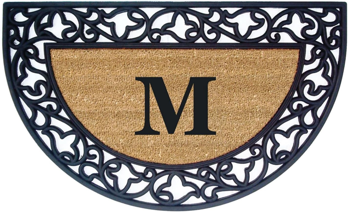 Legendary Doormats 22" x 36" Monogrammed Half Moon Coir Doormat with ...