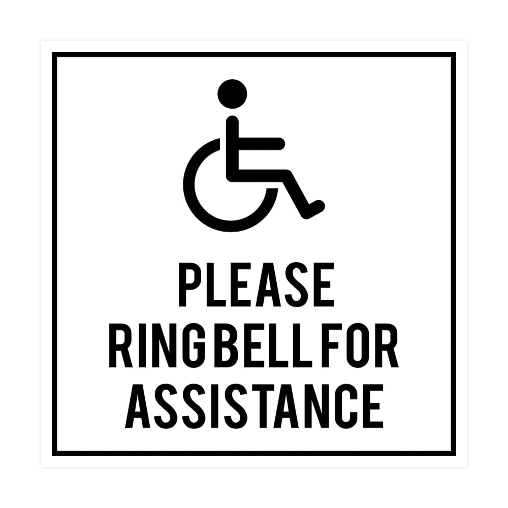 Square please ring bell for assistance Sign (White) - Small - Walmart.com