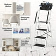 Usinso 4 Step Ladder Tool Ladder Folding Portable Steel Frame Max 500