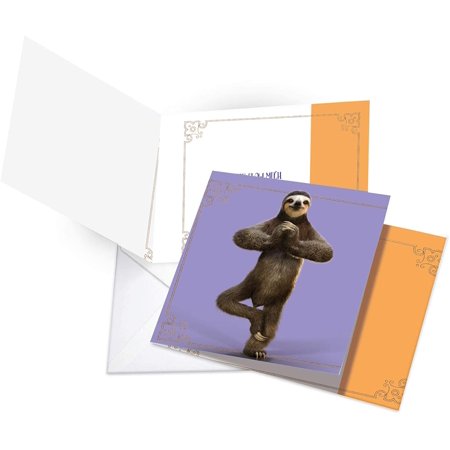 Sloth Yoga - Funny Thank You Greeting Card with Envelope (4.8 x 6.6 ...