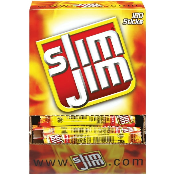 Slim Jim Original Slim 0.28 Oz Spicy Smoked Snack 100 Ct Box - Walmart ...