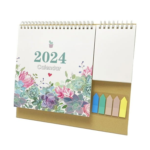 Desk Calendar from Jan.2024 to Dec.2024, Standing Flip Calendar with ...