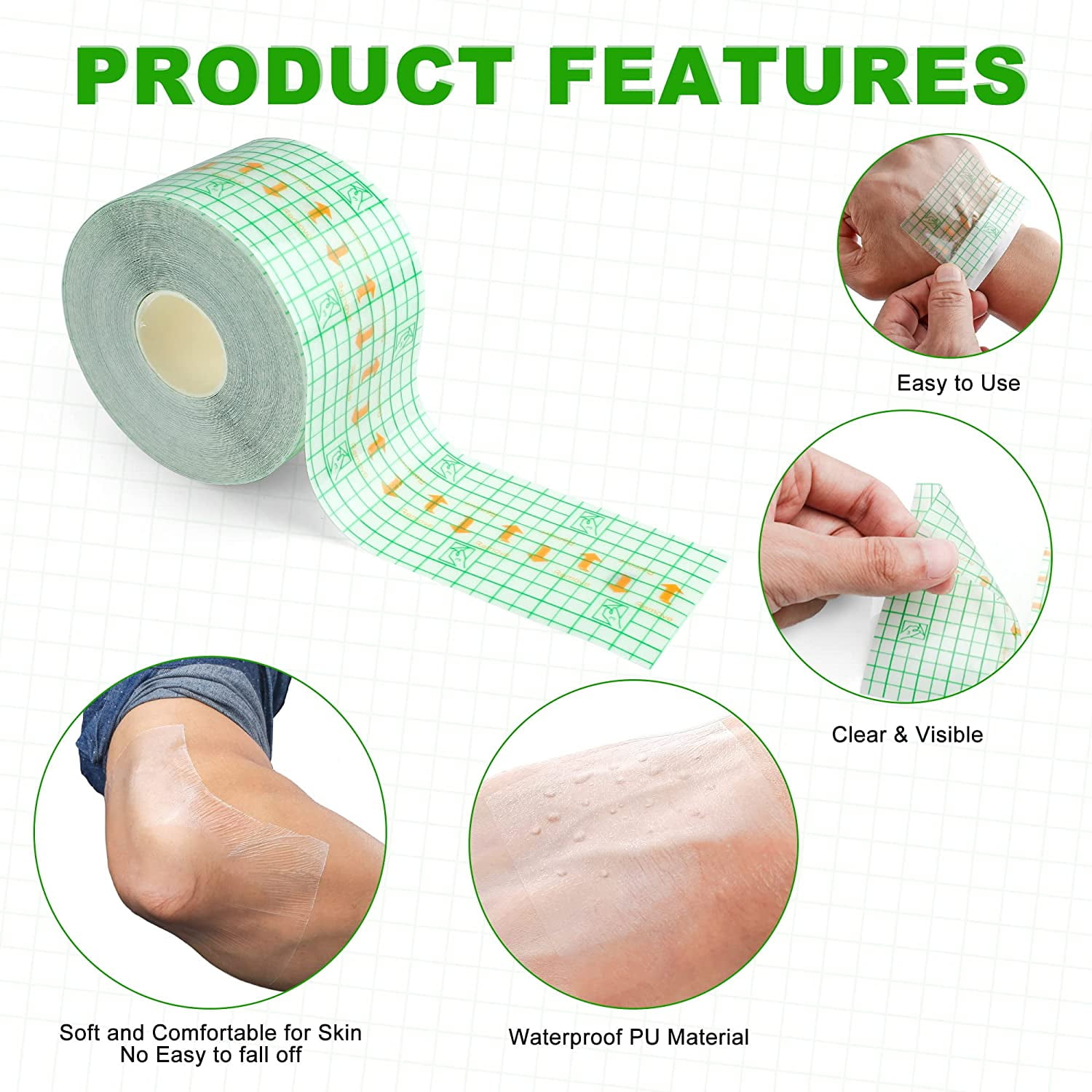 Buy AFANSO Transparent Stretch Adhesive Bandage Waterproof Bandage ...