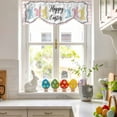 Happy Easter Tie Up Valances Curtain, Spring Blue Pink Yellow Rabbits ...