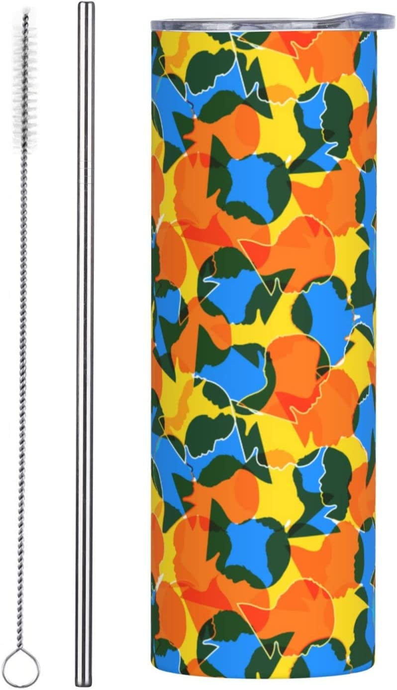 Autistic Colorful Head Tumbler With Lid and Straw 20 Oz Travel Coffee ...