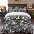 Black Fronds Duvet Cover Set King Size, Black Slate Leaf Plant Canvas ...