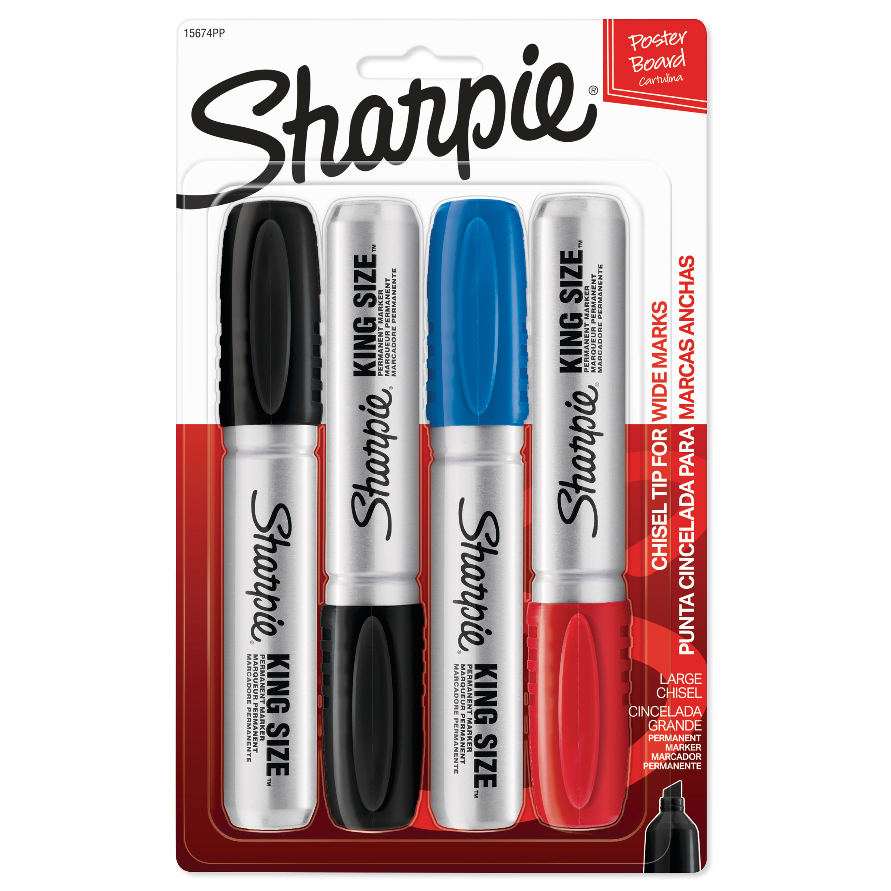 Sharpie King Size Permanent Markers, Assorted Colors, Large Chisel Tip ...