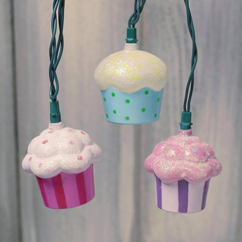 Party Lights String Lights Cupcakes Glitter Dessert Outdoor Green Wire ...