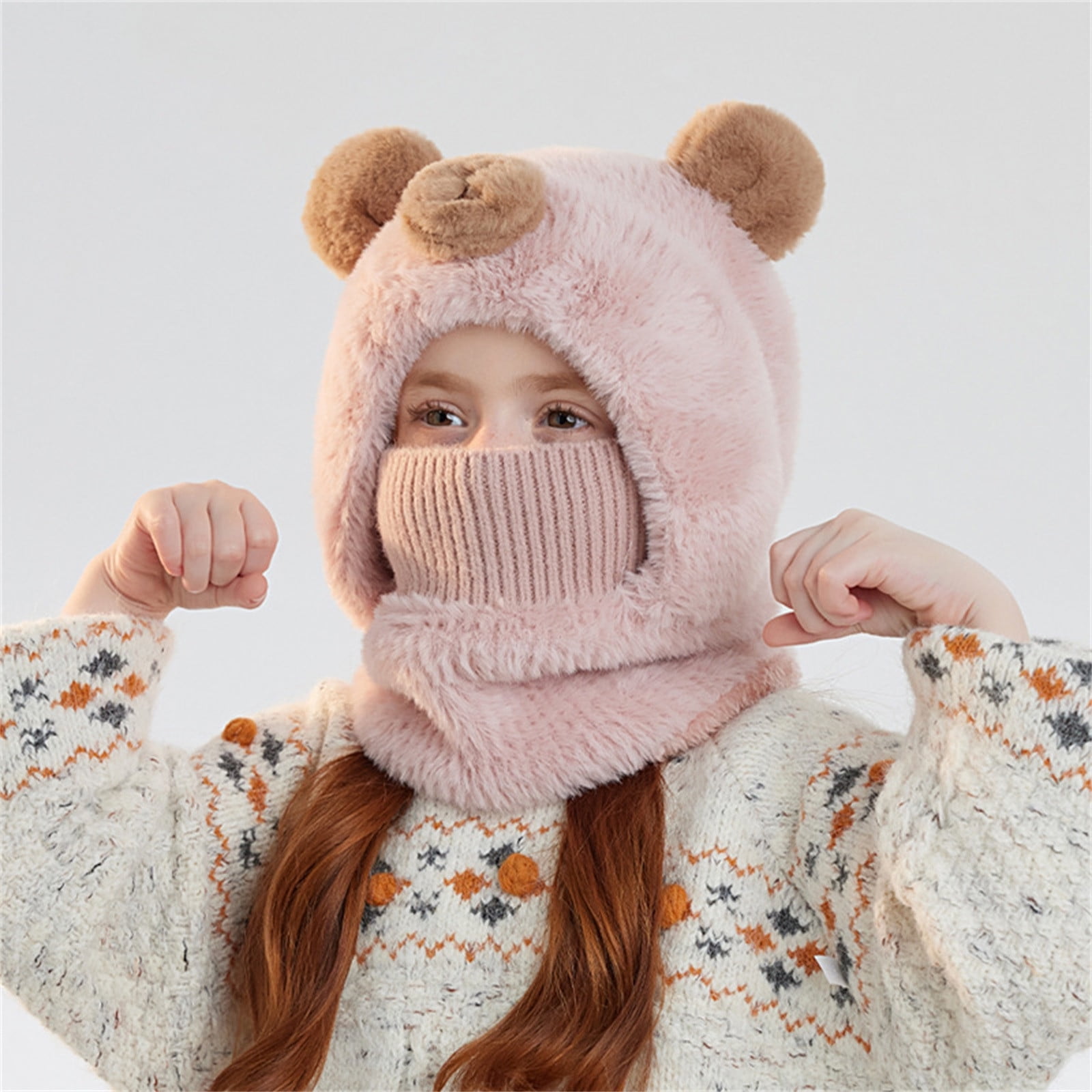 Click here for Jclpshii Cartoon Bear Face Scarf Neck Gaiter Integ... prices