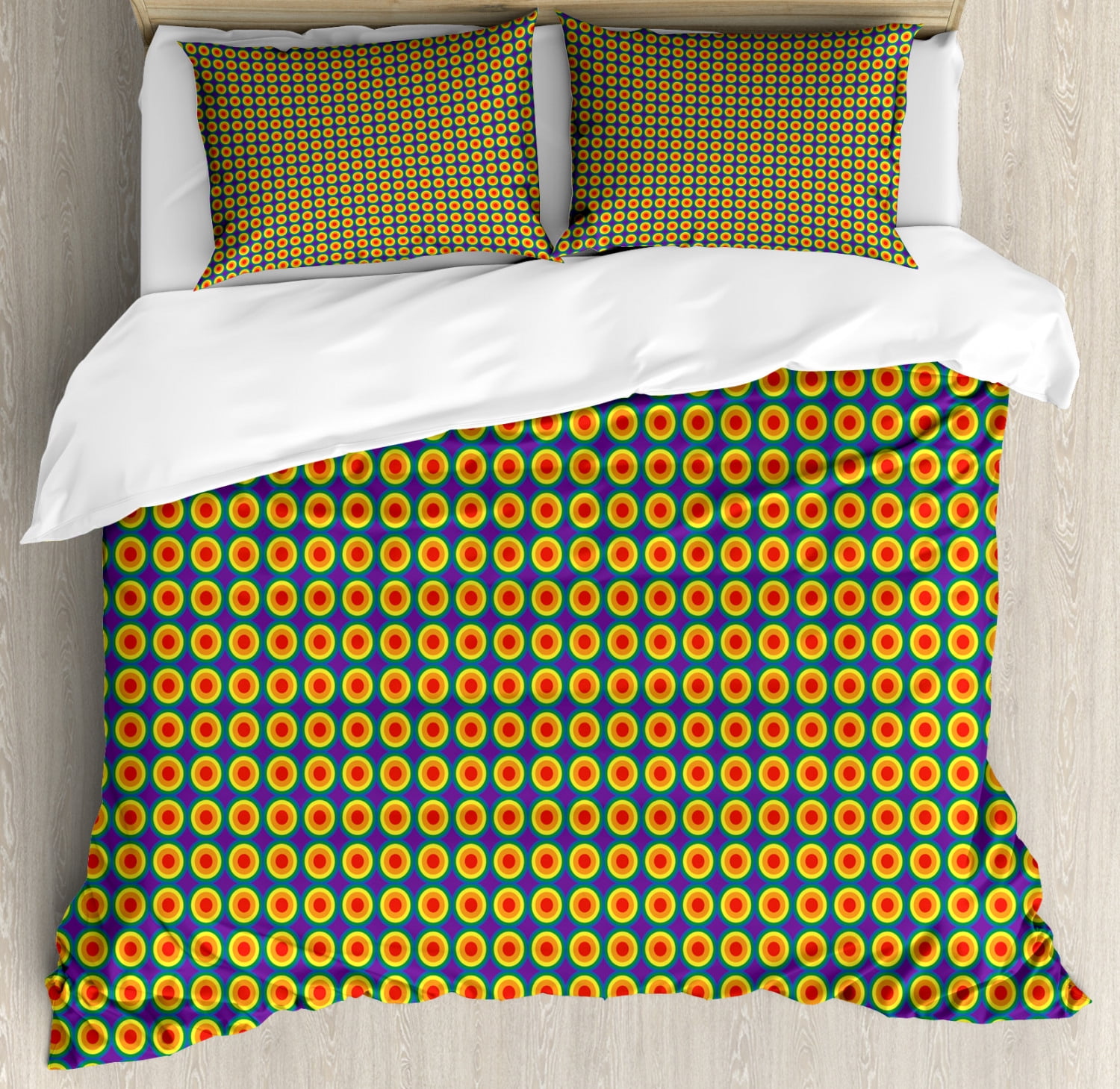 Colorful King Size Duvet Cover Set, Retro Rainbow Color Pattern of ...