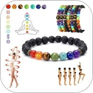 1-2Pcs Hamsa Hand Fatima 7-Chakra Lava Agate Beads Bracelet Reiki ...