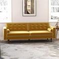 Canton Mid Century Upholstered Tufted Back Velvet Sofa in Gold ...