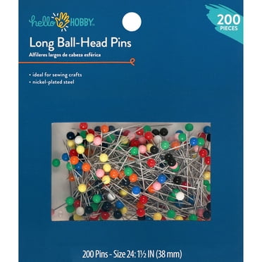 Hello Hobby Assorted Color Long Ball-Head Steel Pins, Size 24, 200 ...
