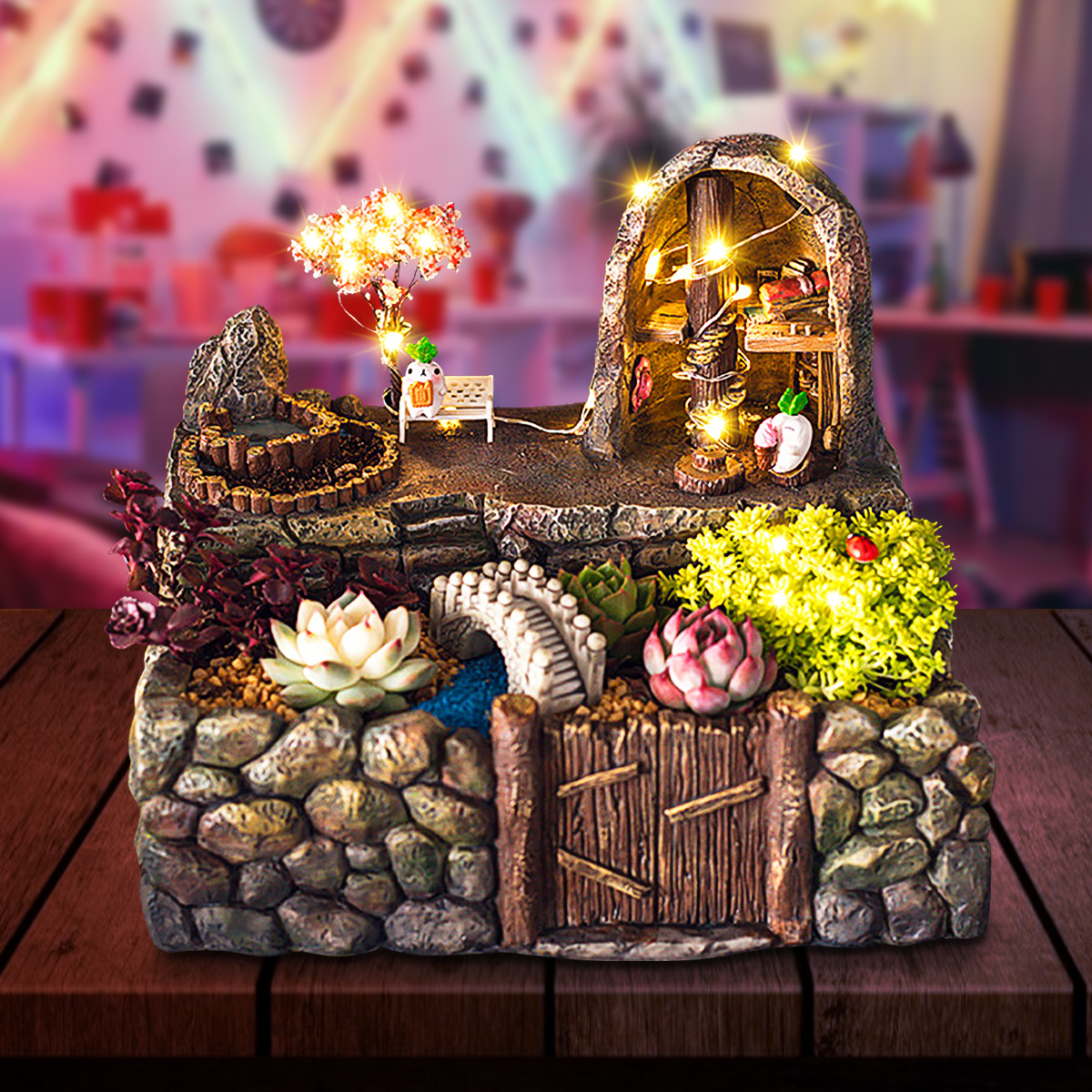 Succulents Planter Pot,Green Planter Fairy Small House Herb Flower ...