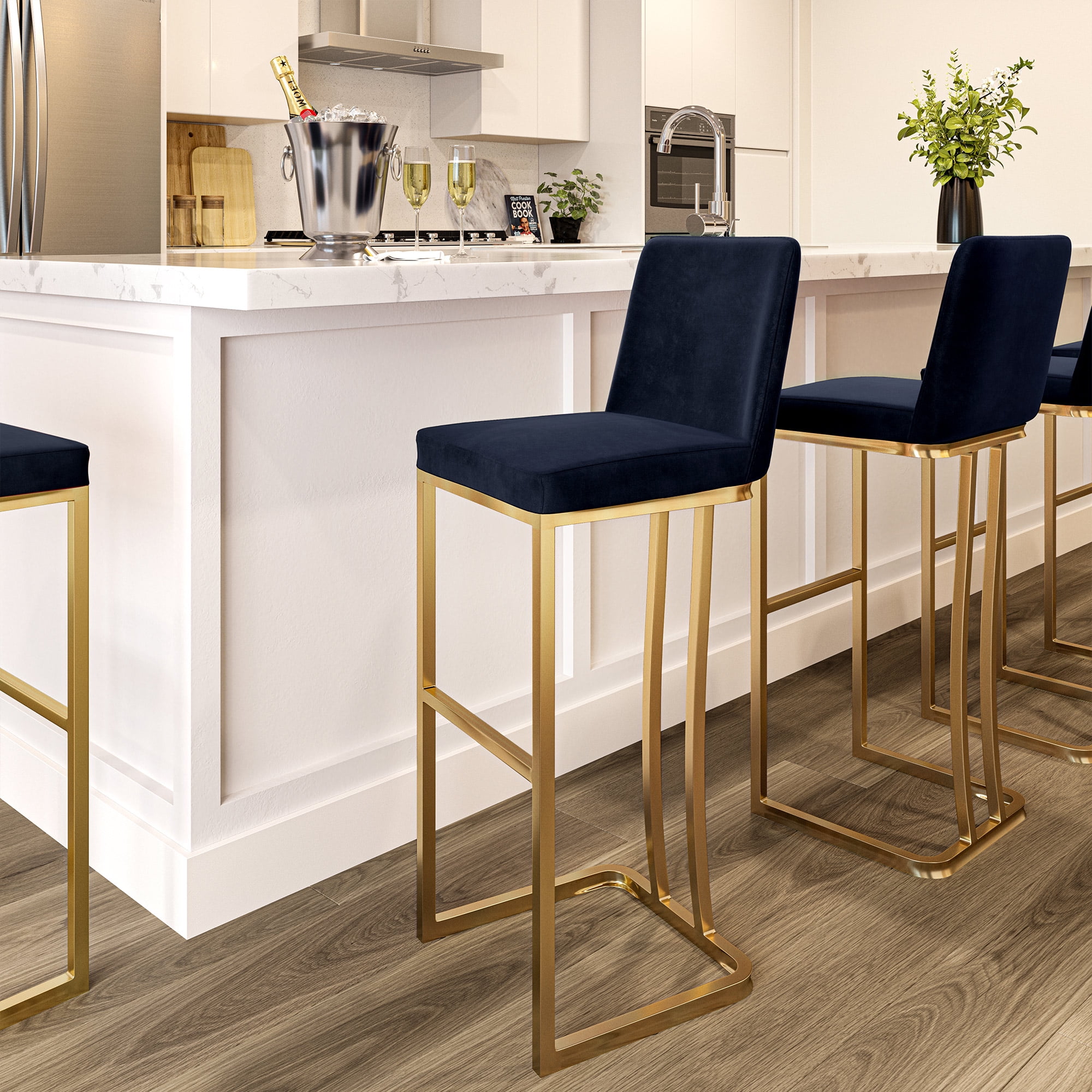 BELLEZE 30 Inch Barstools Counter Stools Set of 2, Upholstered Bar ...