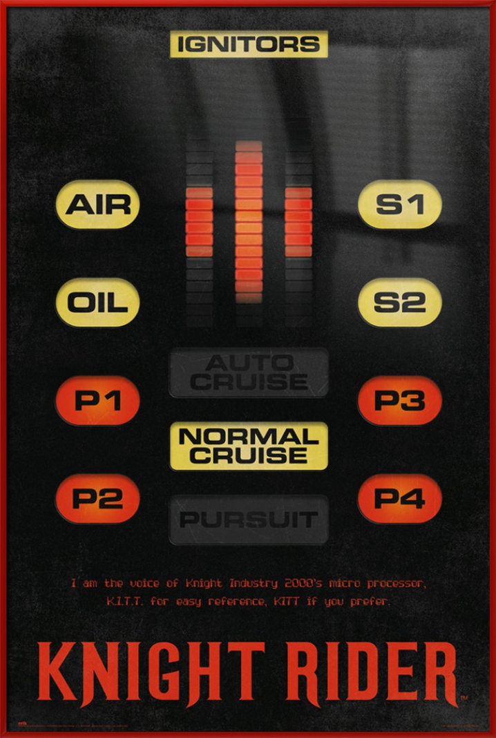 Knight Rider - Framed TV Show Poster (KITT - Cockpit) (Size: 24" x 36 ...