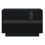 Hommpa LED Nightstand Modern Bedside Table with 2 Drawers Black Wood ...