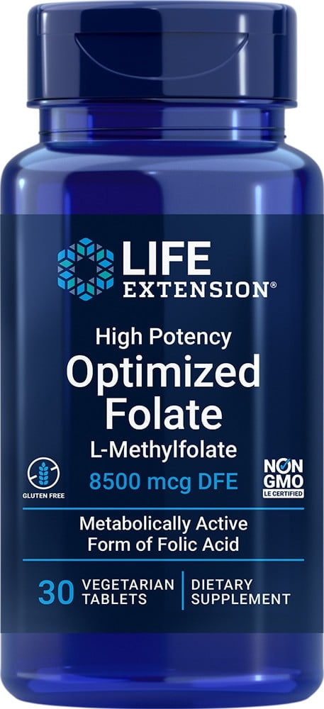 Life Extension High Potency Optimized Folate L-Methylfolate -- 8500 mcg ...